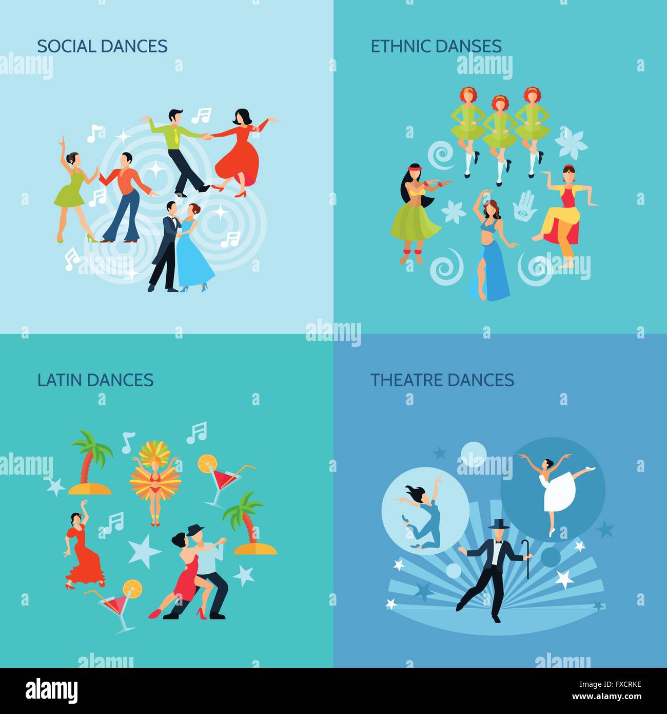 Dance styles Flat Concept Stock Vector Image & Art - Alamy