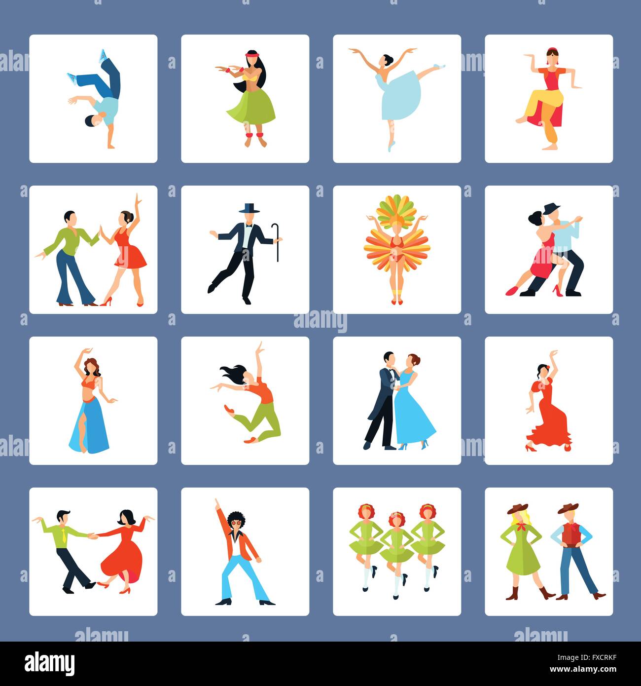 Various Dance Styles Flat Icons Stock Vector Image & Art - Alamy