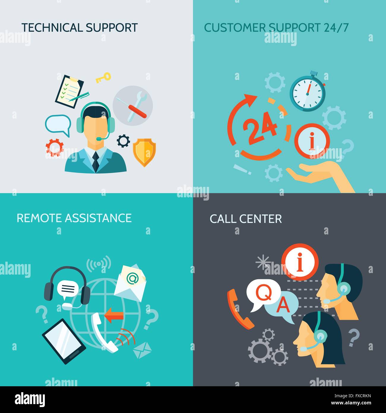 Remote Assistance And Technical Support Banners Stock Vector Image ...