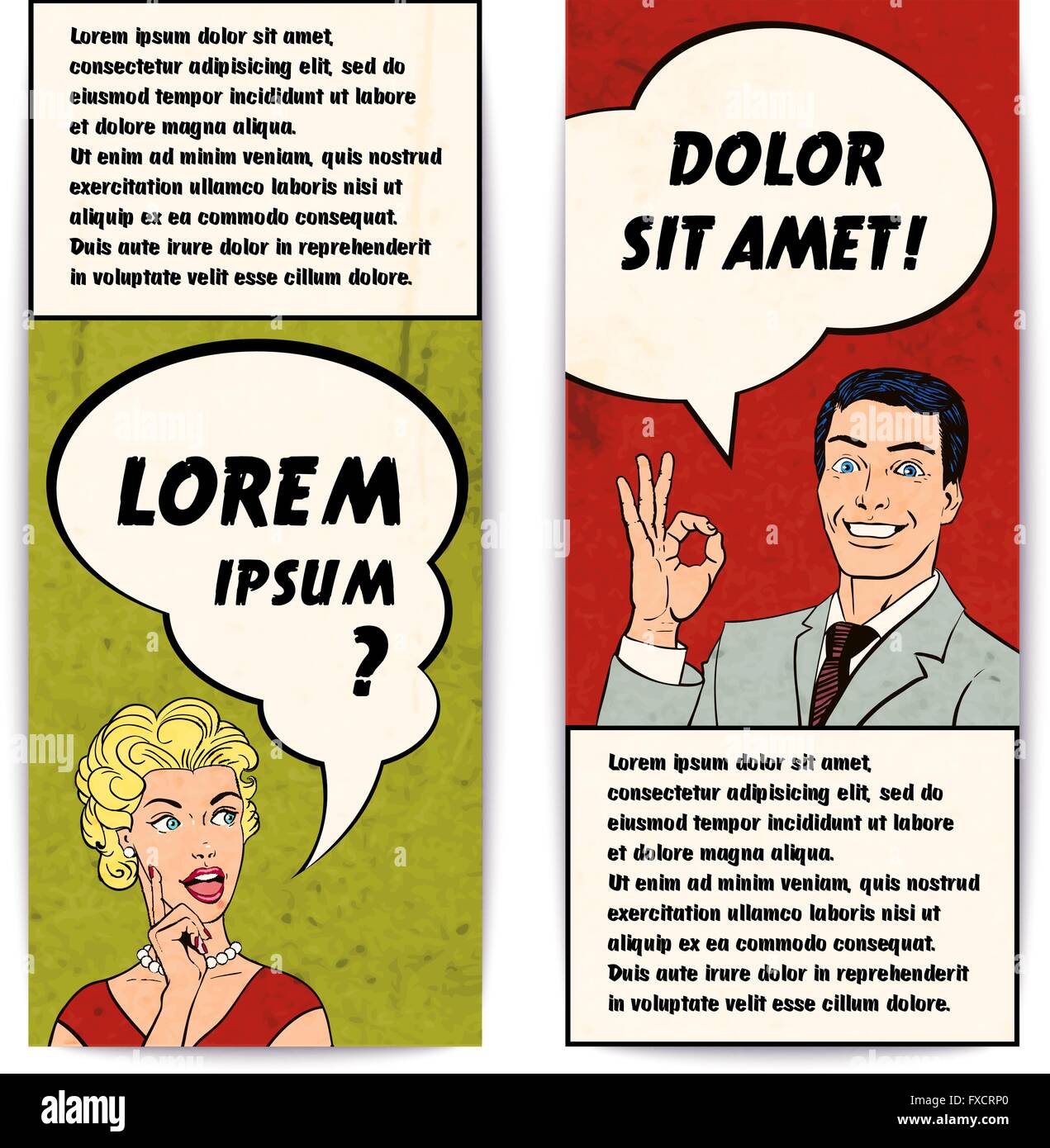 Comics Human Banner Set Stock Vector Image & Art - Alamy