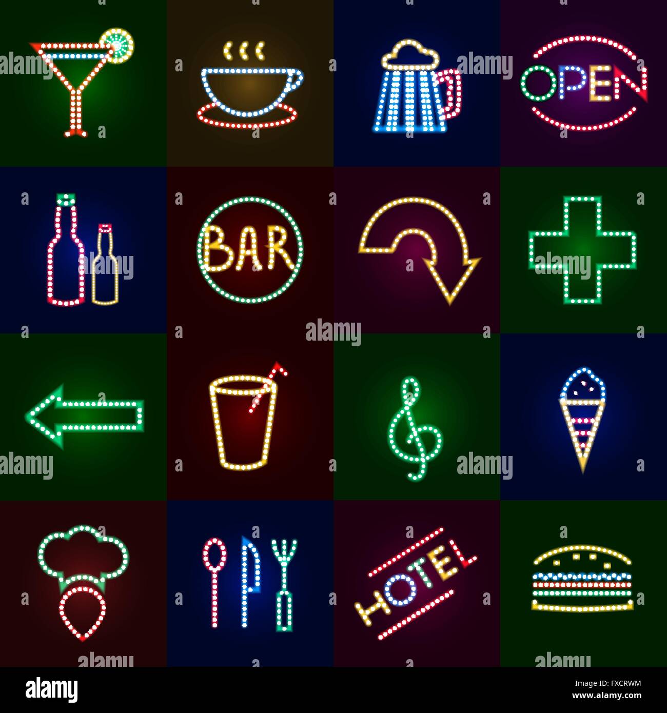 Led Lights Icons Set Stock Vector Image & Art - Alamy