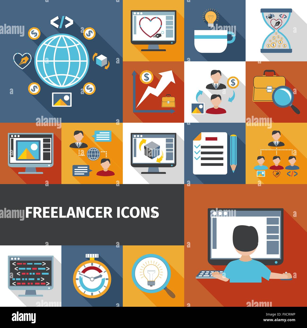Freelancer Icons Set Stock Vector Image & Art - Alamy