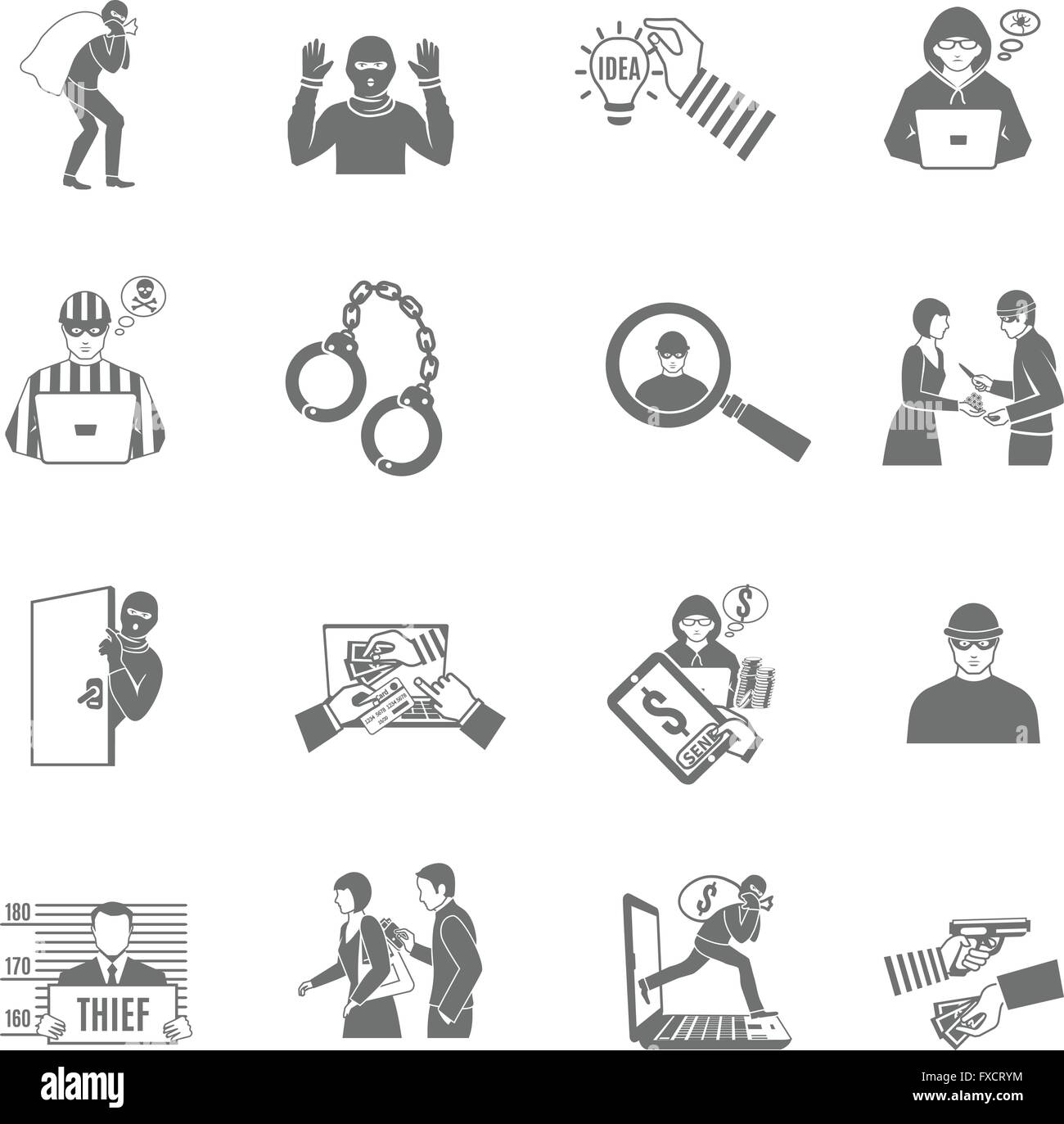 Theft And Robbery Icons Set Stock Vector Image & Art - Alamy