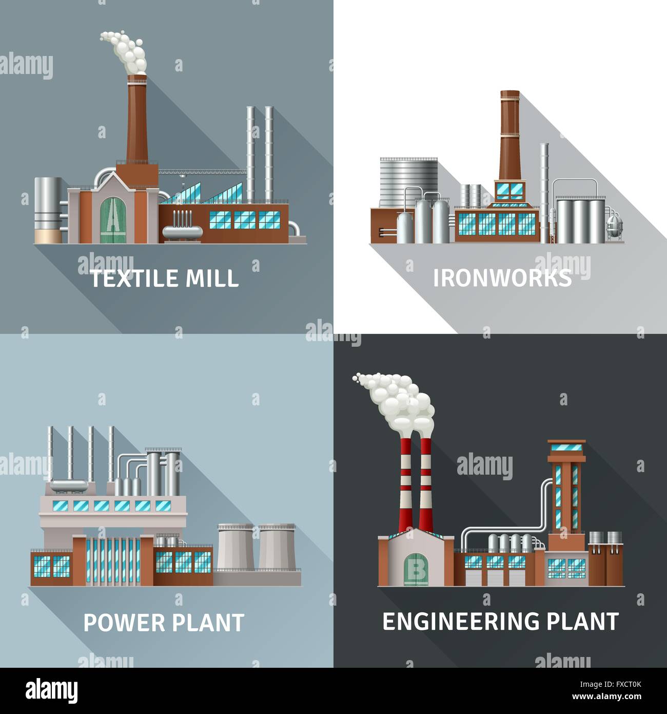 Factory Design Icons Set Stock Vector Image & Art - Alamy