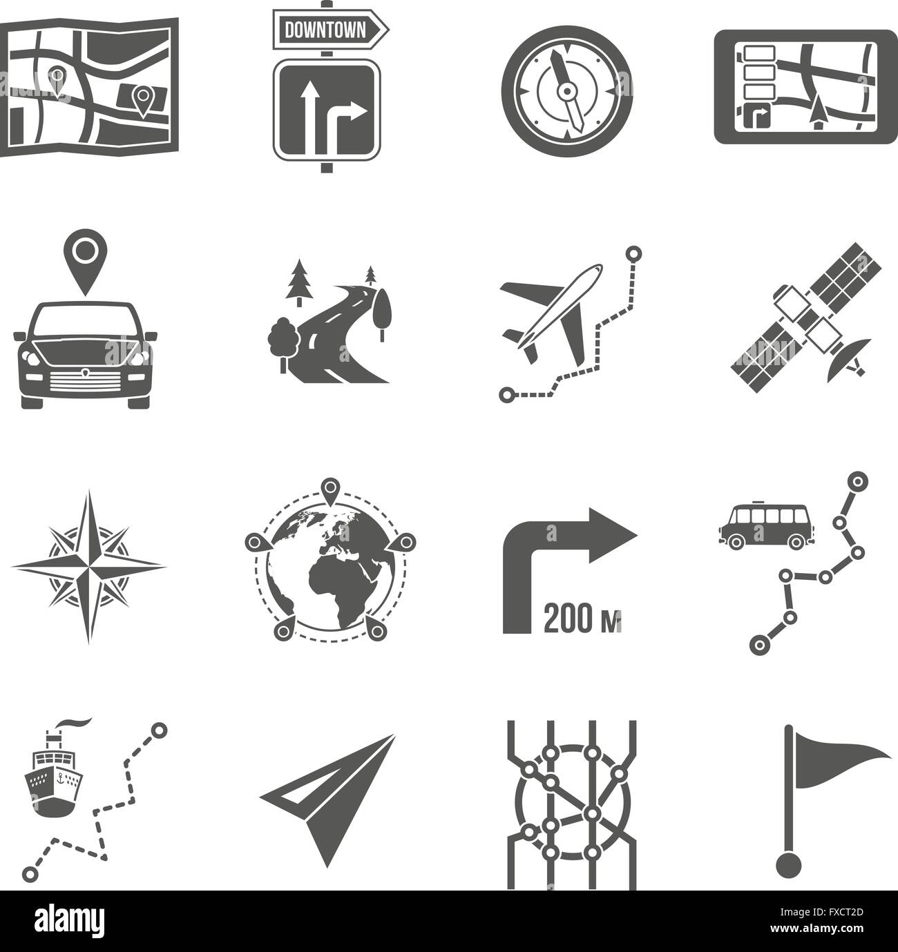 Map Icons Black Stock Vector Image & Art - Alamy