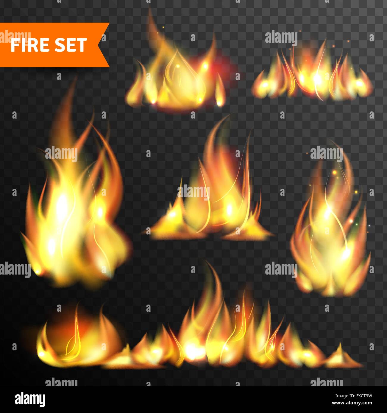 Fire glowing flames icons set Stock Vector Image & Art - Alamy