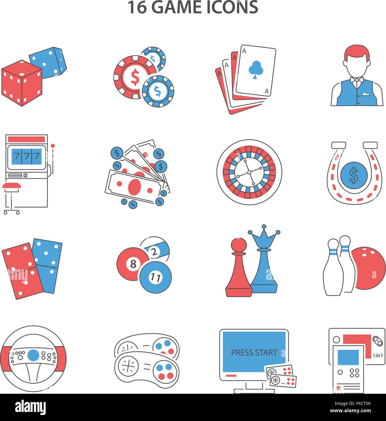 Game Line Icons Set Stock Vector Image & Art - Alamy