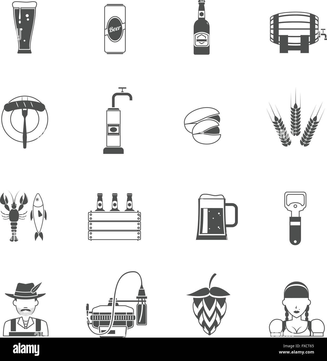 Beer Icons Black Set Stock Vector Image & Art - Alamy