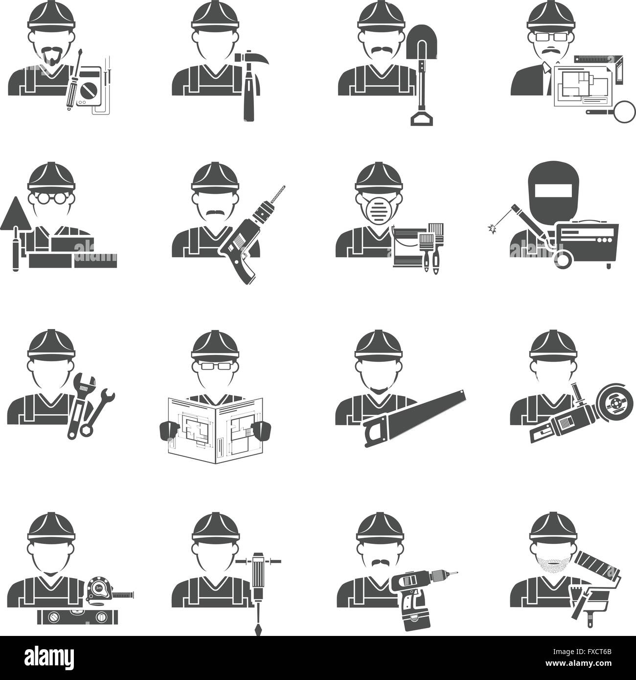 Worker Icons Black Set Stock Vector Image & Art - Alamy