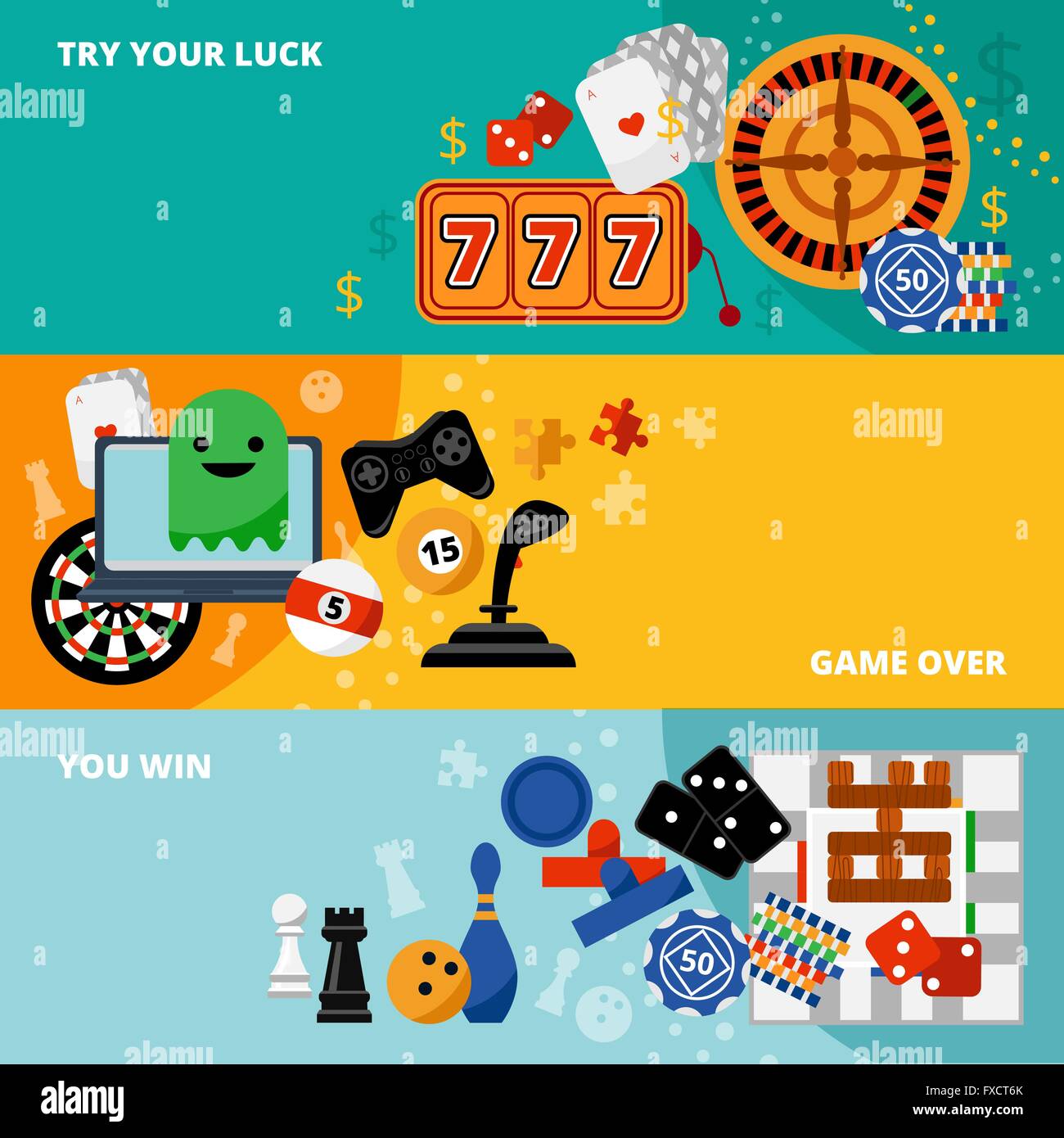 Gambling games flat banners set Stock Vector Image & Art - Alamy