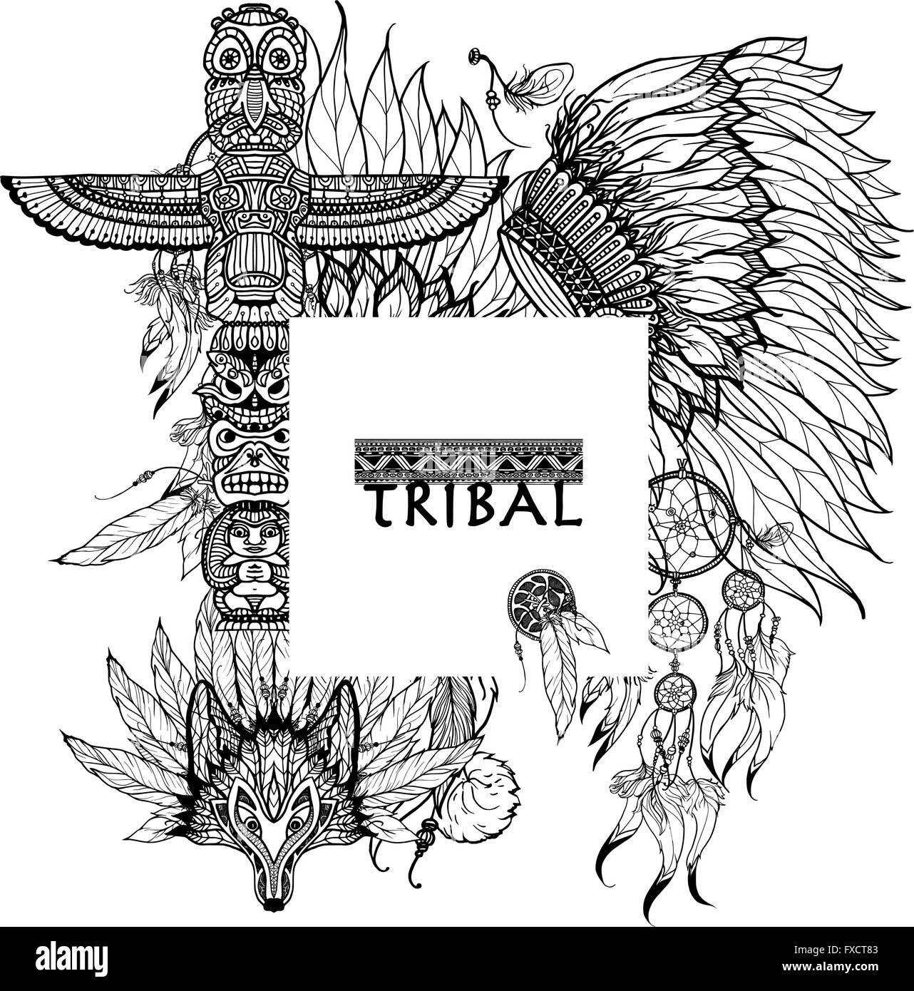 Tribal Elements Frame Stock Vector Image & Art - Alamy
