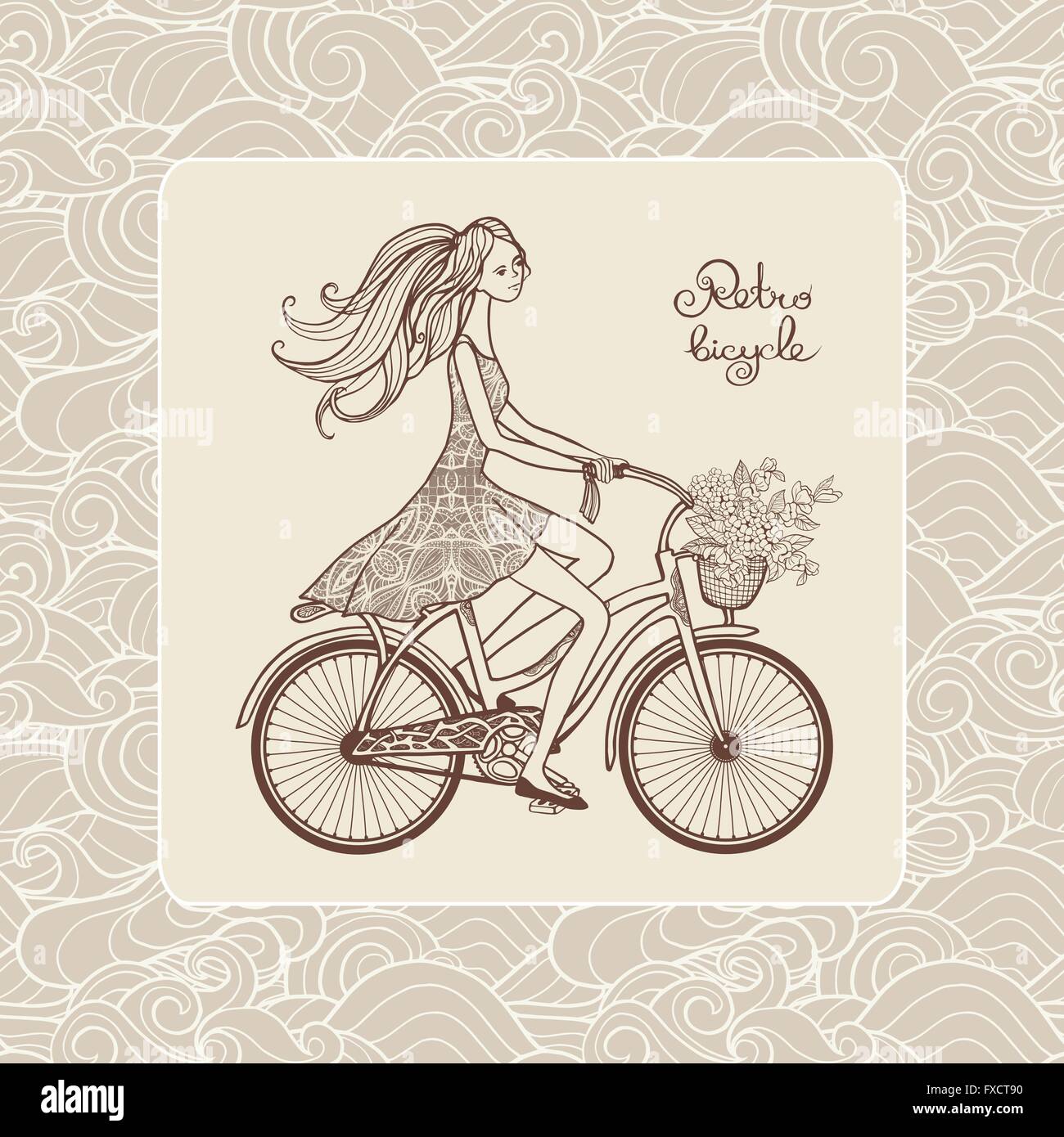 Woman on bicycle sketch hi-res stock photography and images - Alamy