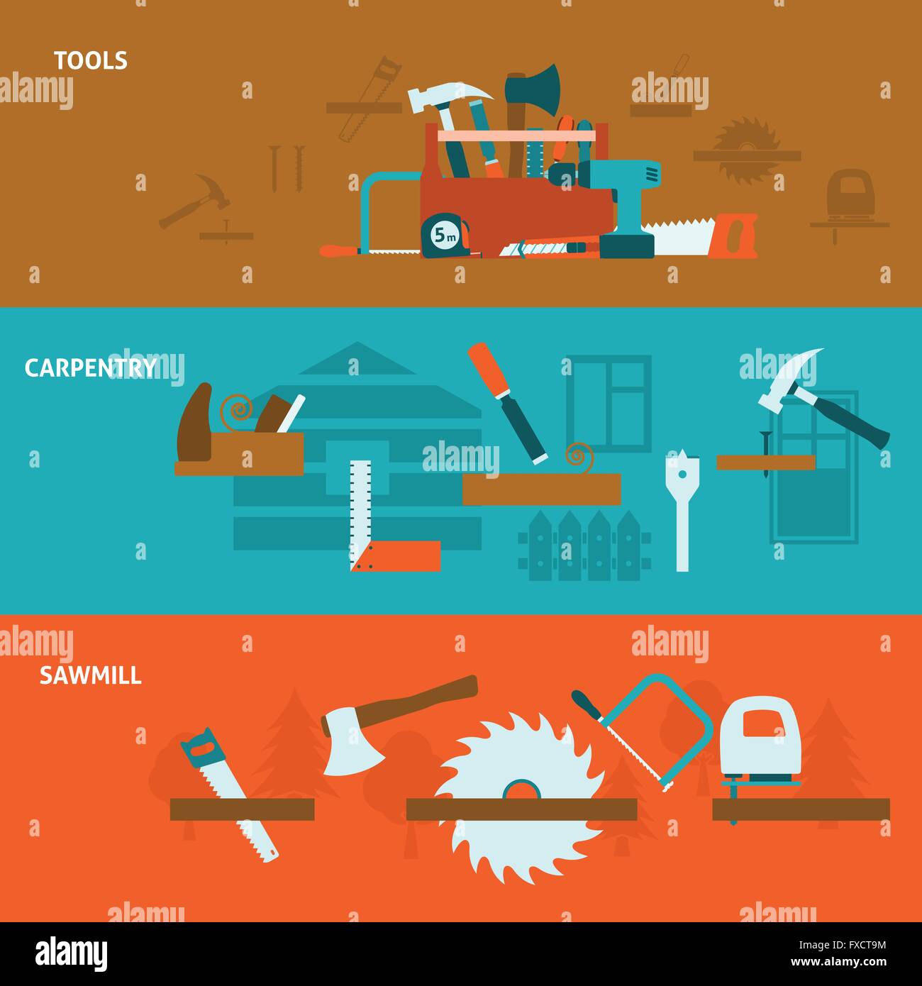 Carpentry banners set hi-res stock photography and images - Alamy
