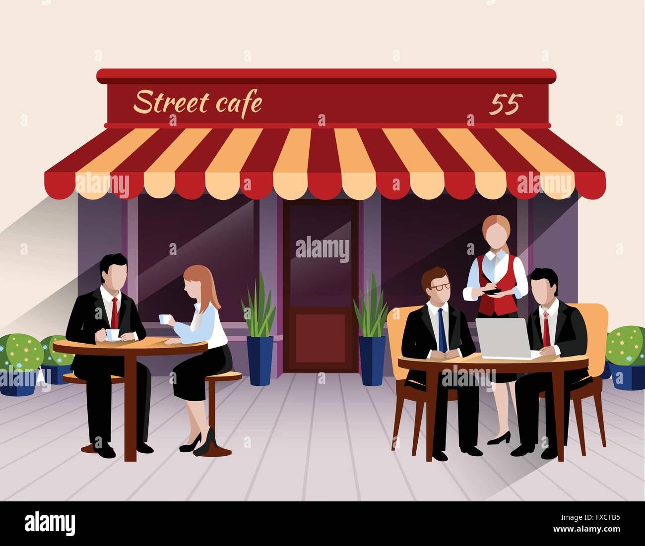 Outdoor cafe terrace tables Stock Vector Images - Alamy