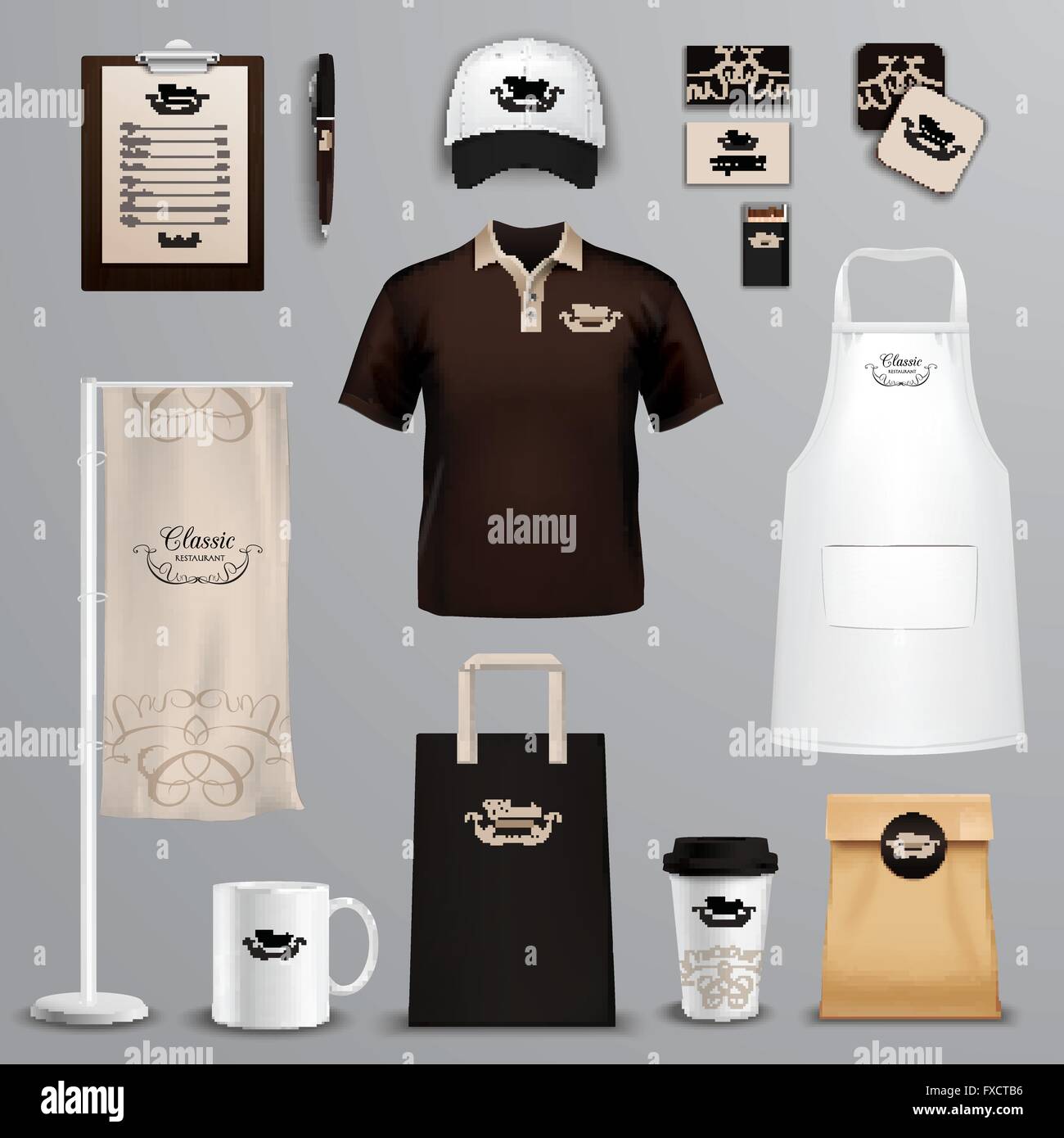 Restaurant cafe corporate identity icons set Stock Vector Image & Art ...