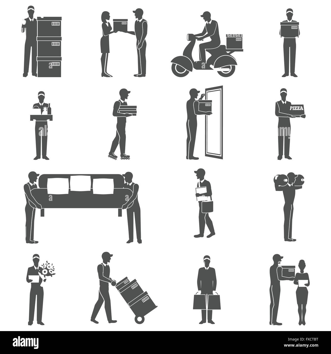 Delivery Man Icons Set Stock Vector Image & Art - Alamy