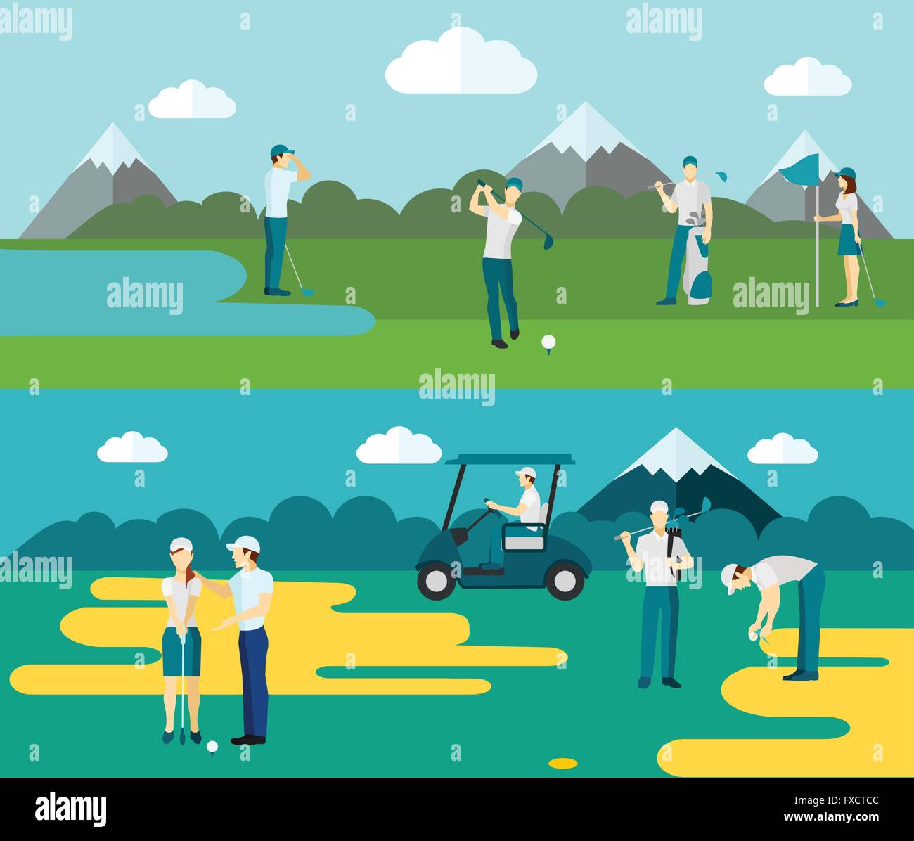 Golf course 2 flat banners composition Stock Vector Image & Art - Alamy