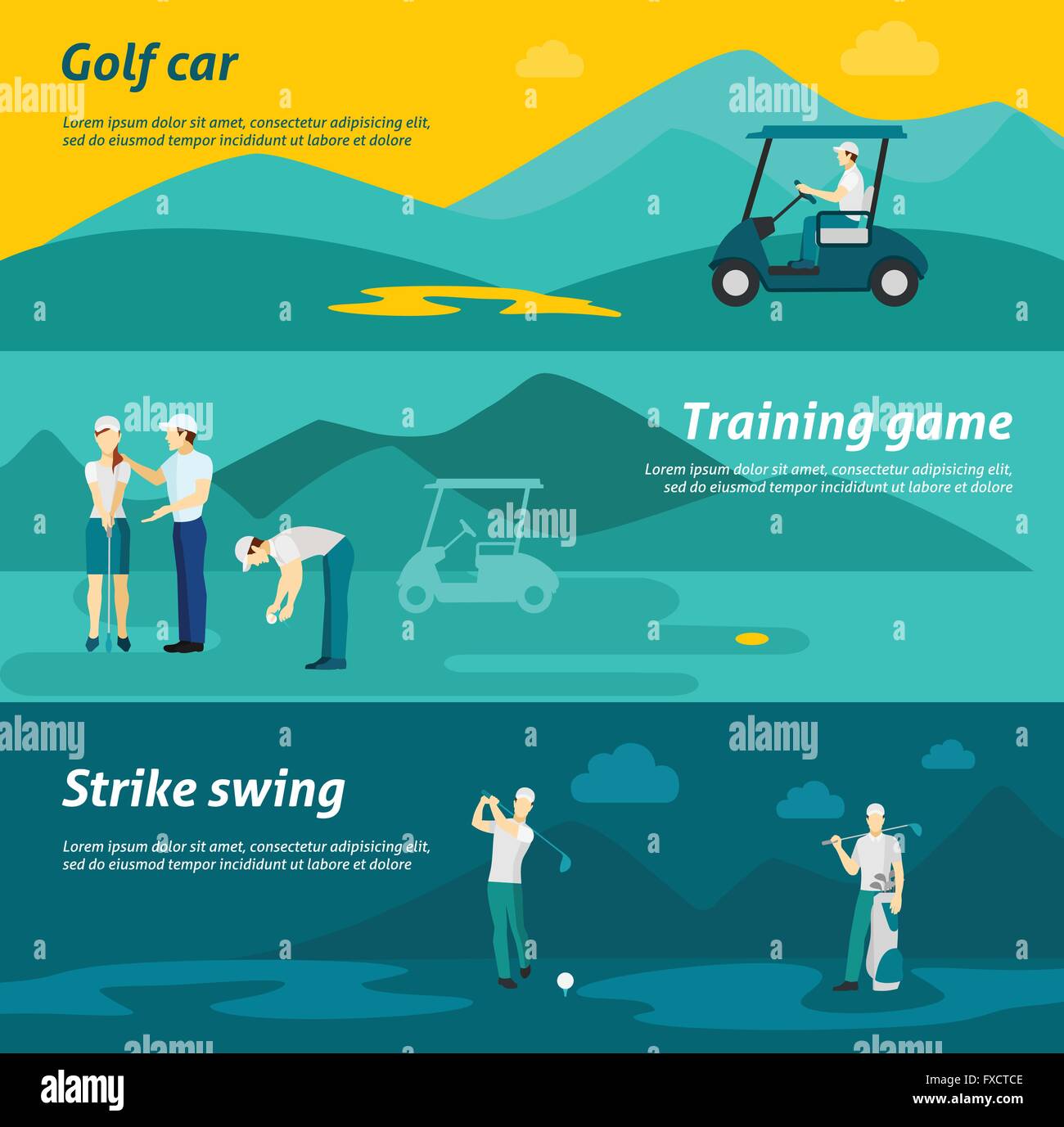 Golf Flat Banner Set Stock Vector Image & Art - Alamy