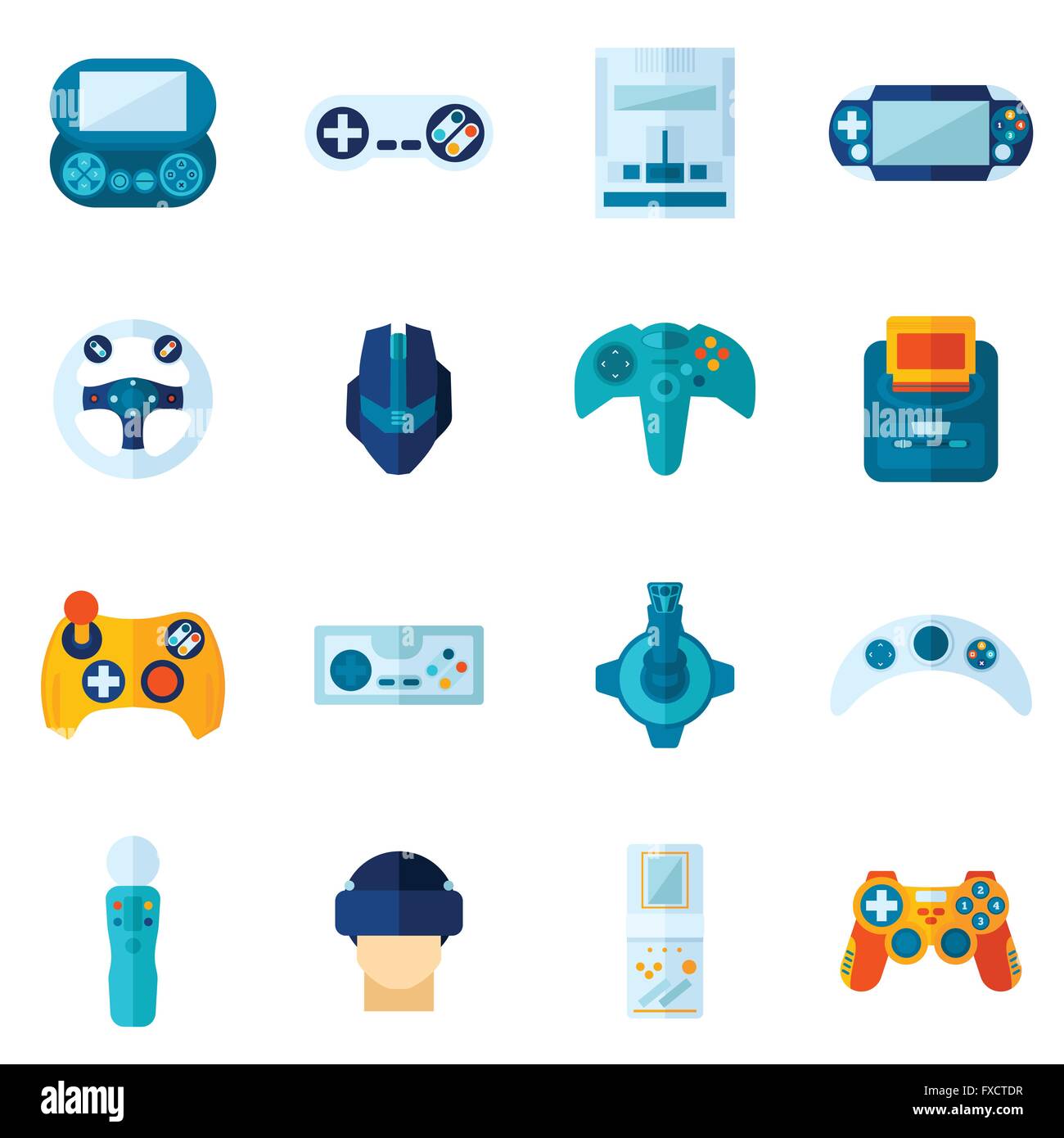 Video Game Flat Icons Set Stock Vector Image & Art - Alamy