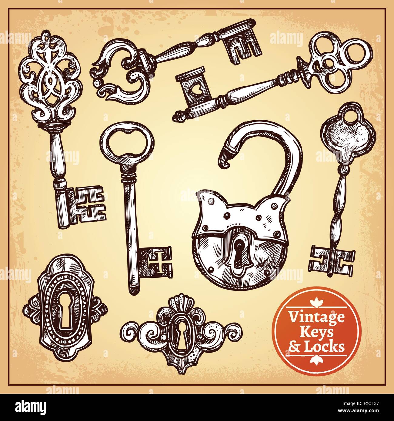Vintage locks isolated Stock Vector Images - Alamy