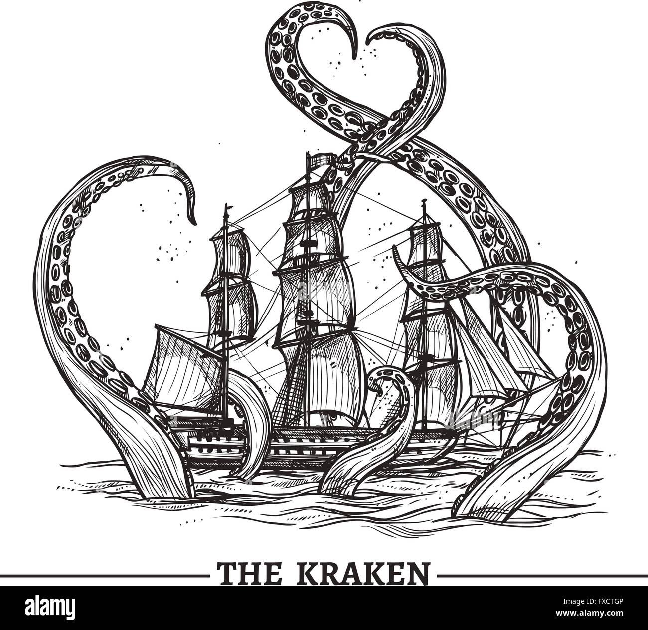 Ship waves engraved Stock Vector Images - Alamy