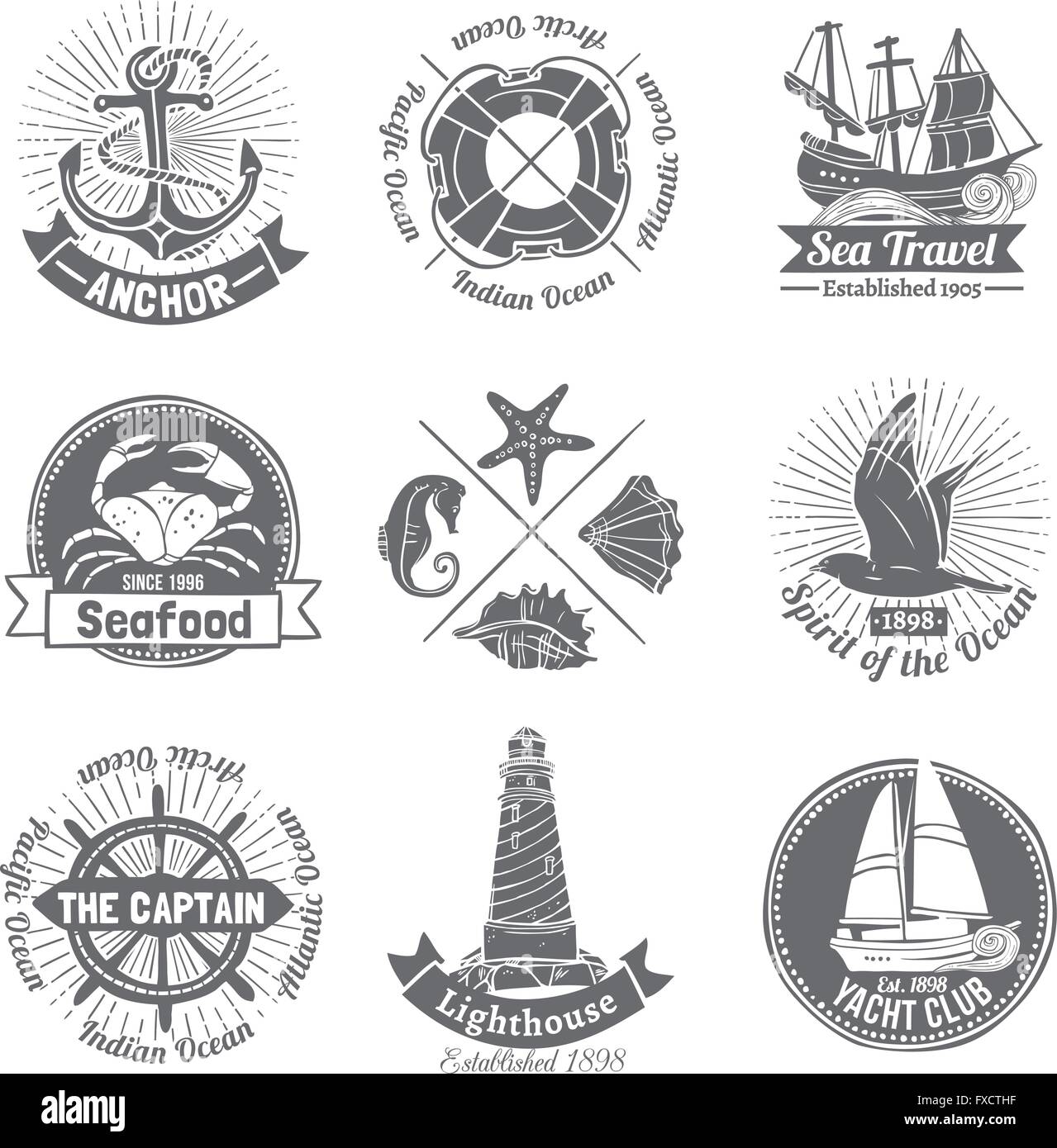 Nautical Labels Set Stock Vector Image & Art - Alamy