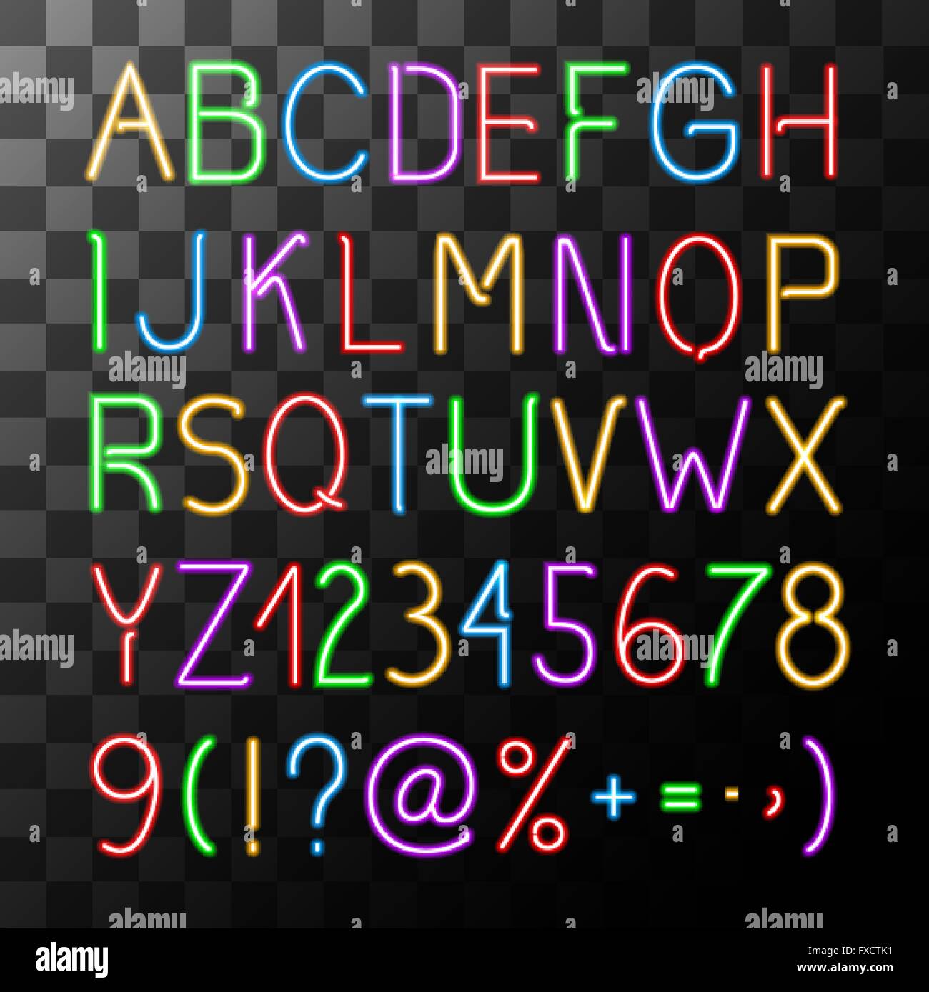 Neon Alphabet Set Stock Vector Image & Art - Alamy