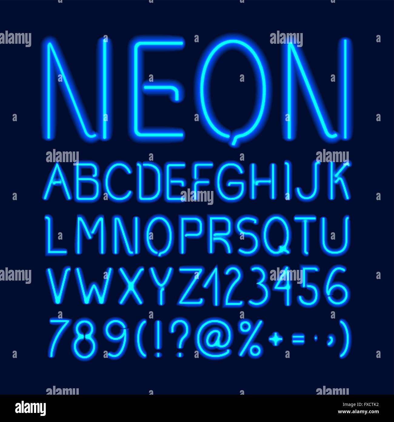 Neon Glow Alphabet Stock Vector Image & Art - Alamy