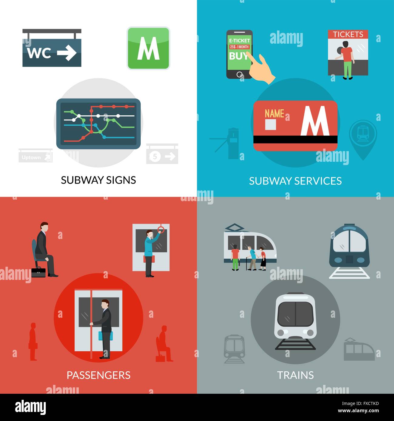 Subway Icons Set Stock Vector Image & Art - Alamy