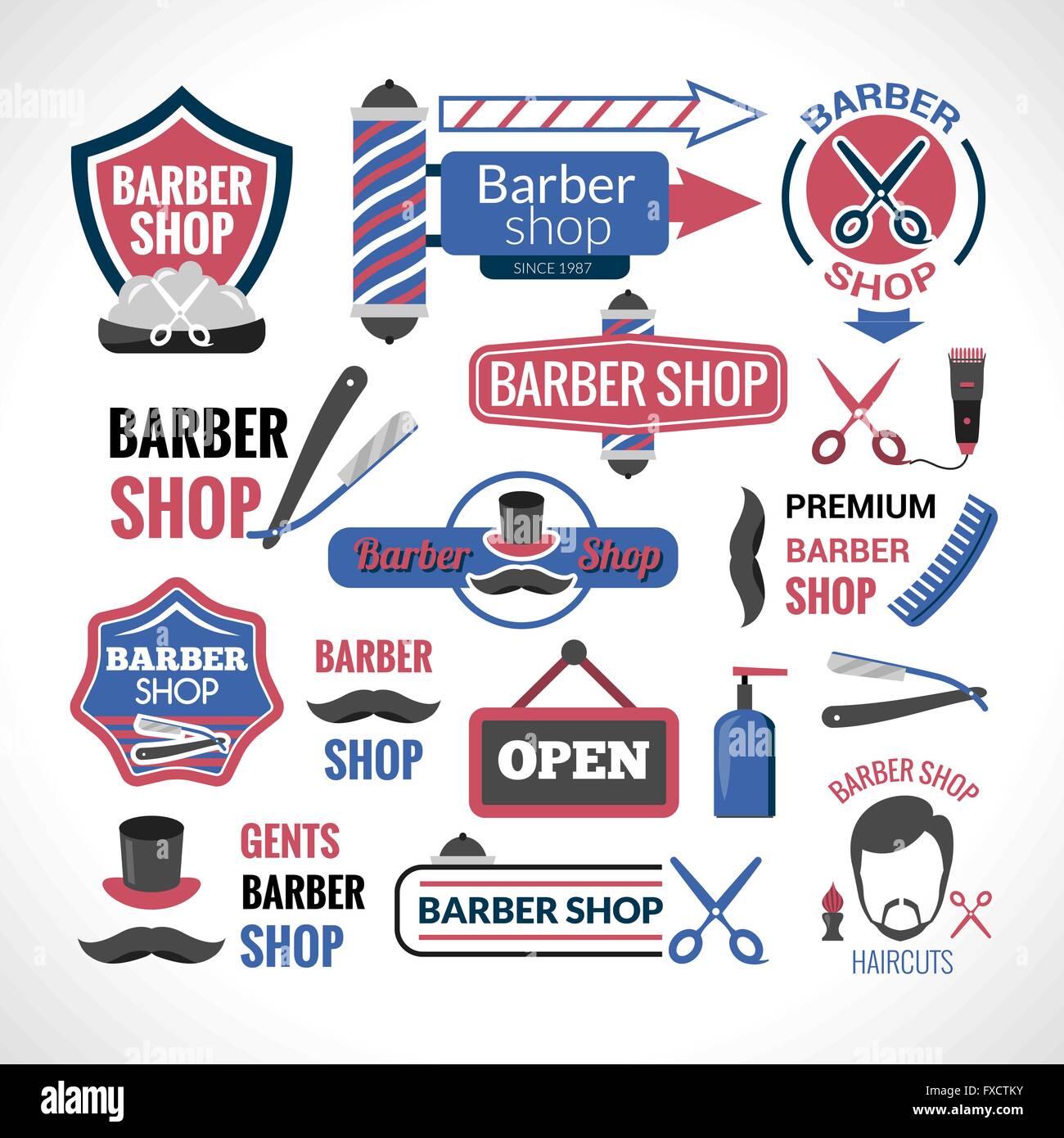 Barber shop symbols signs labels collection Stock Vector Image & Art ...