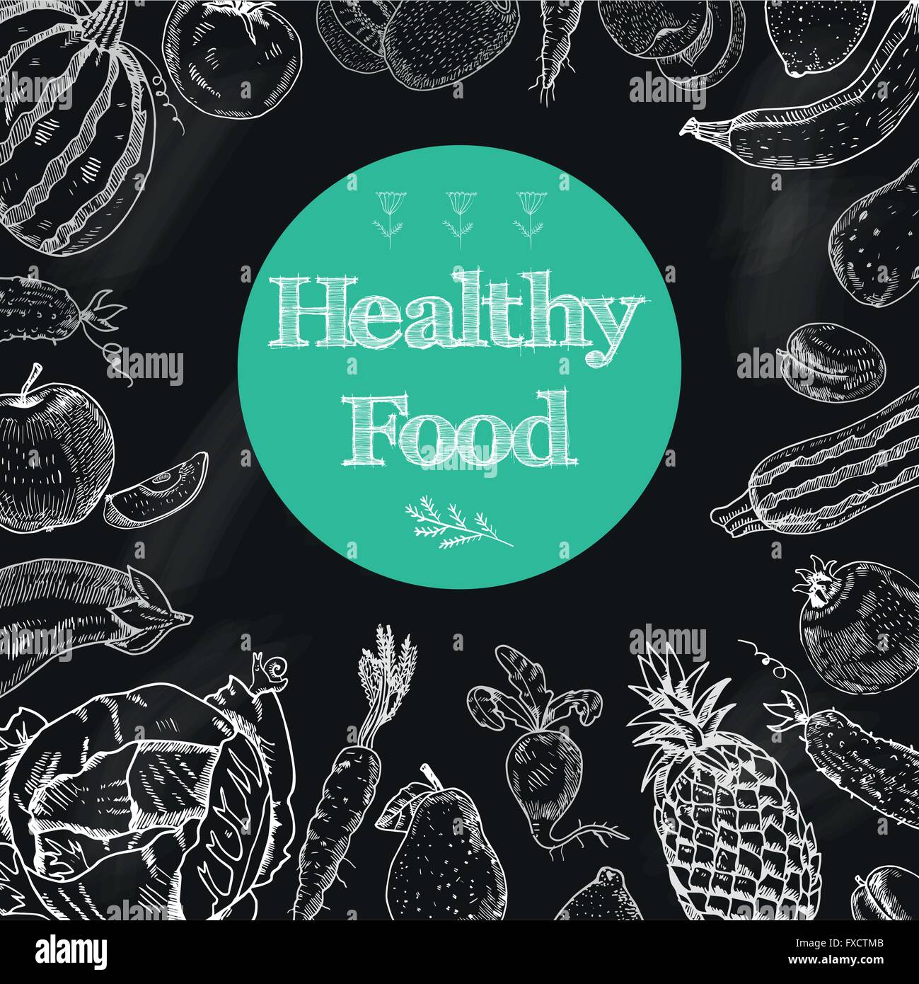 Healthy food chalkboard background Stock Vector Image & Art - Alamy