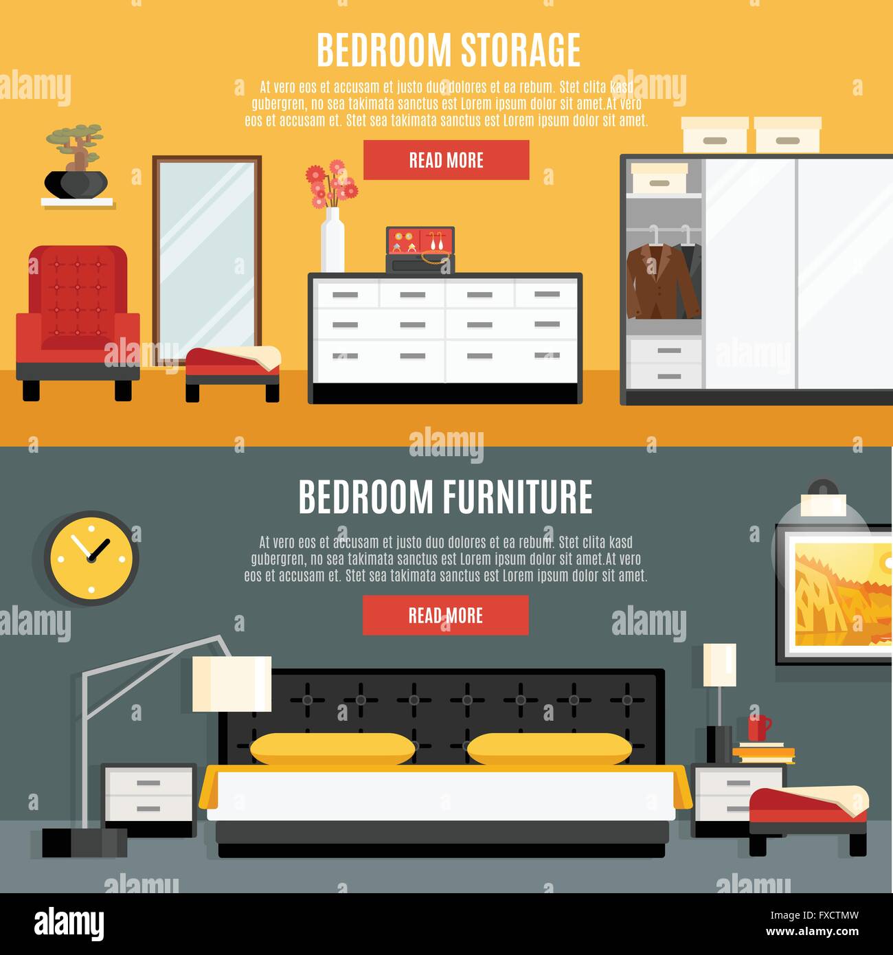 Bedroom Banners Set Stock Vector Image & Art - Alamy