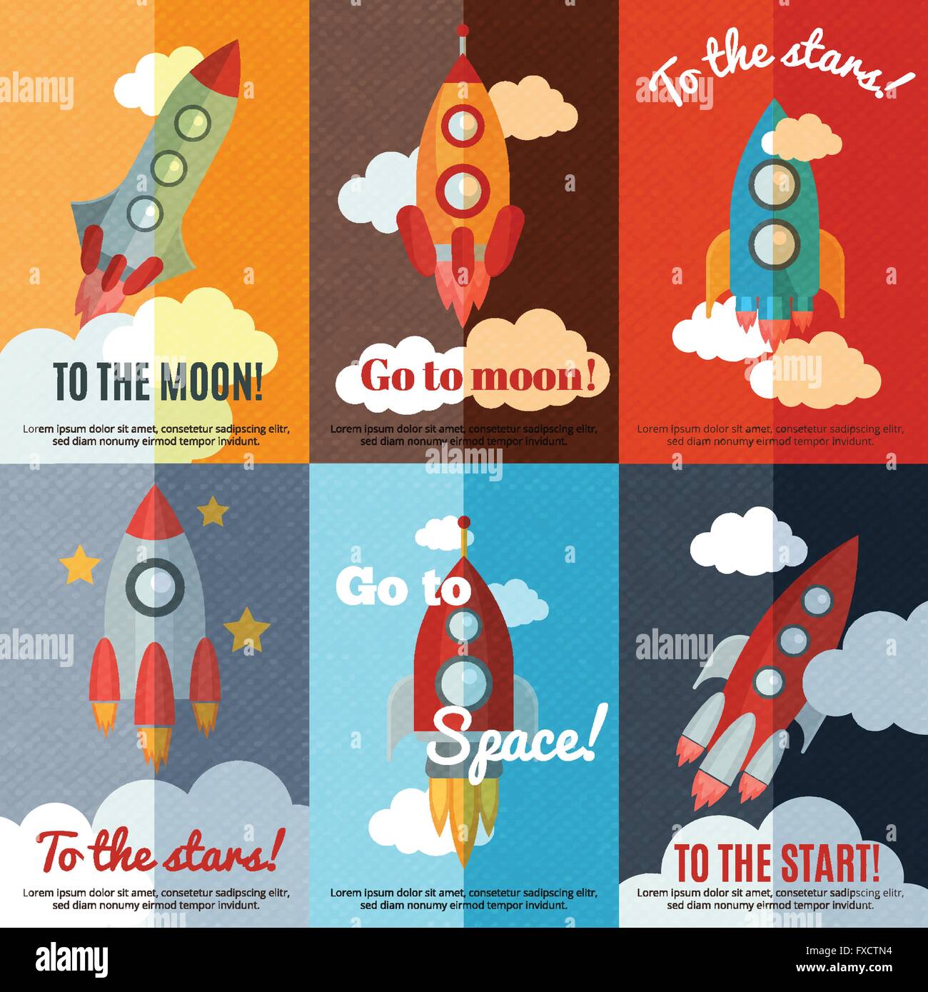 Vintage space rocket poster Stock Vector Images - Alamy