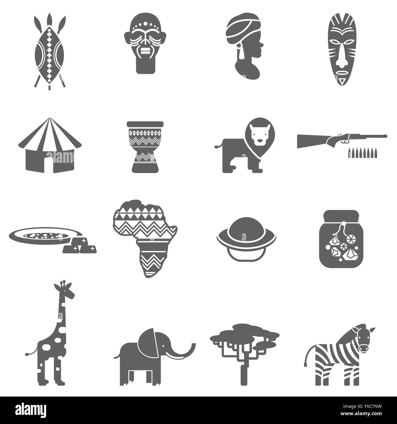 African culture black icons set Stock Vector Image & Art - Alamy
