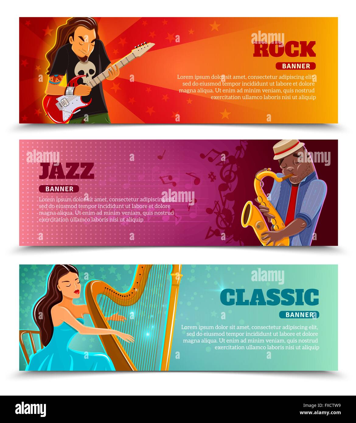 Music performance flat banners set Stock Vector Image & Art - Alamy