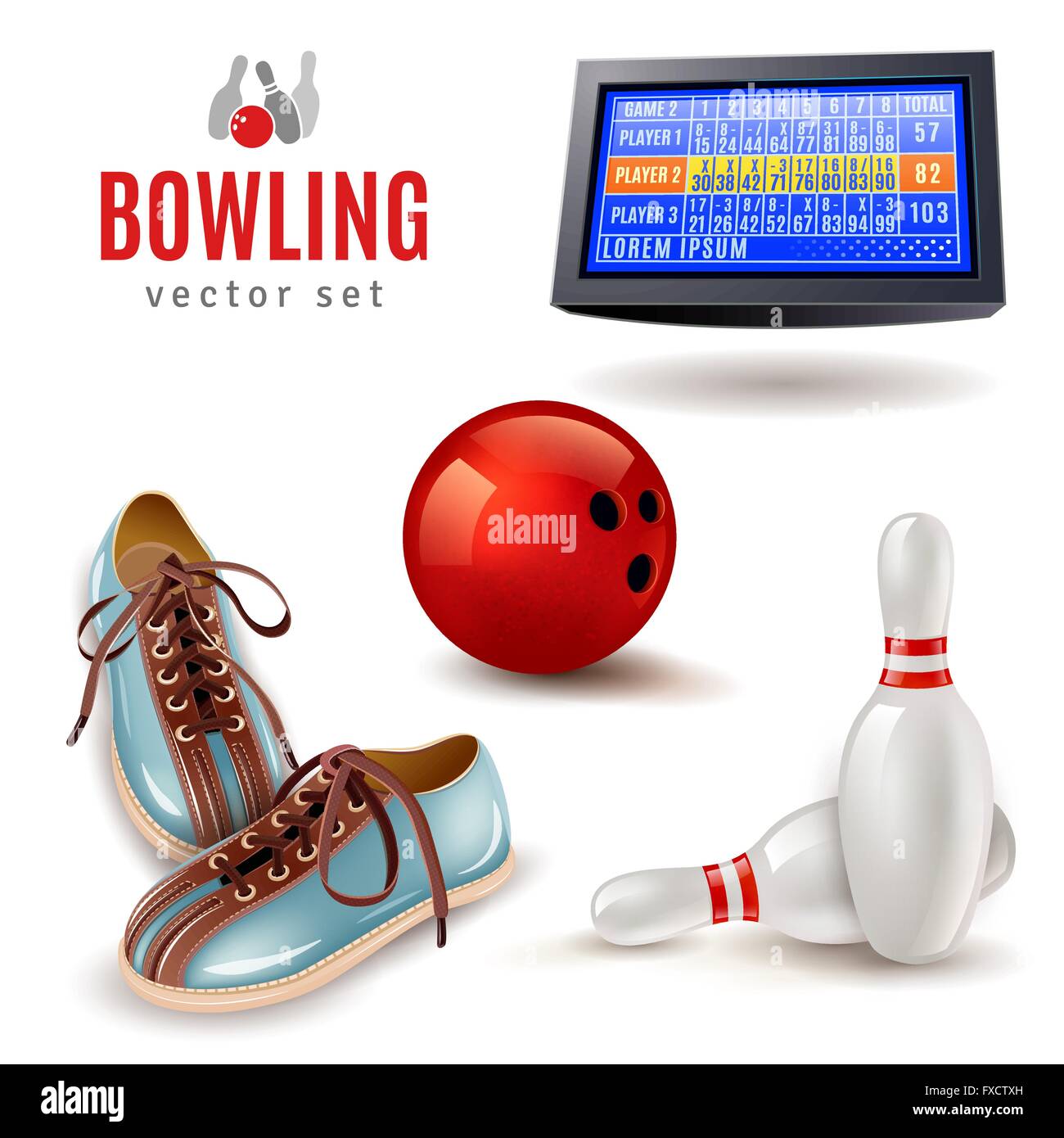 Bowling Icons Set Stock Vector Image & Art - Alamy