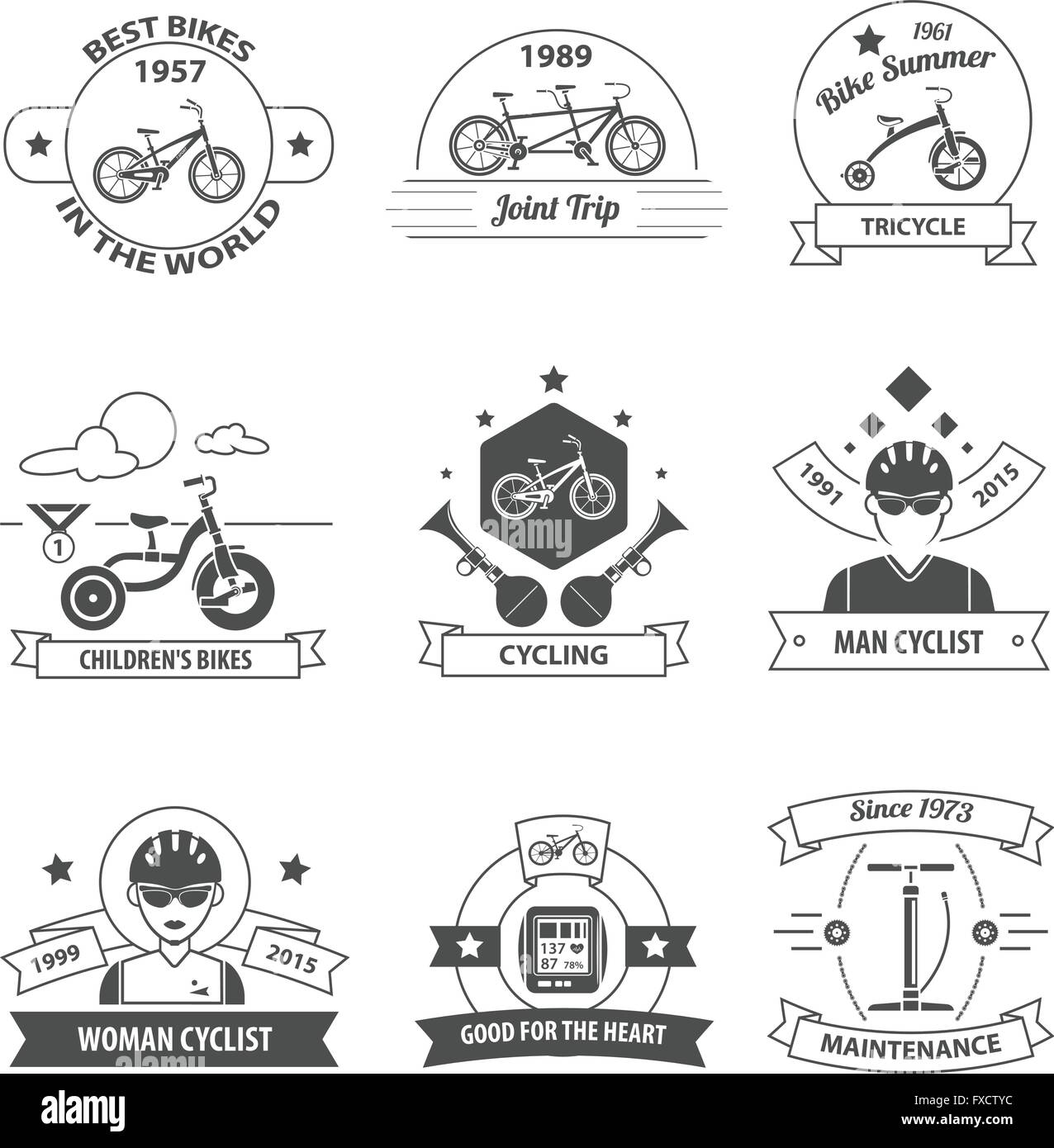 Bicycle Label Set Stock Vector Image & Art - Alamy