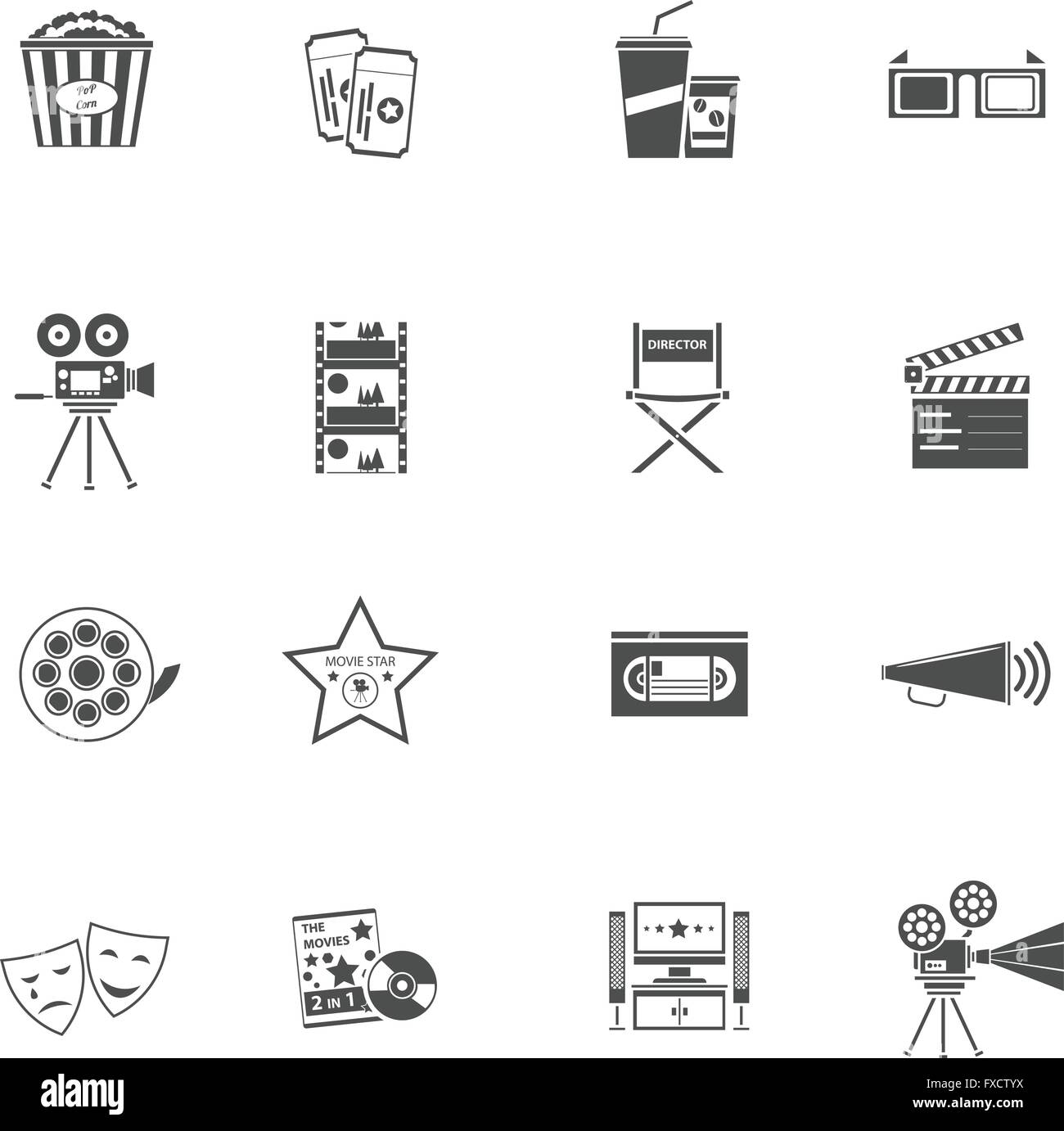 Movie Icons Black Set Stock Vector Image & Art - Alamy