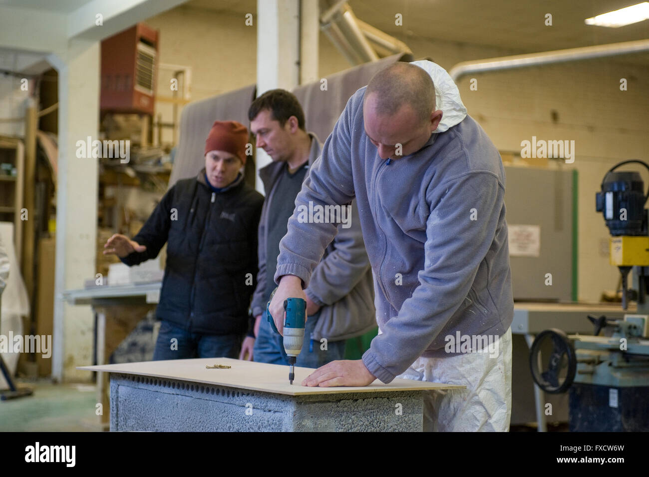 Craftsmen in a joinery factory Stock Photo - Alamy