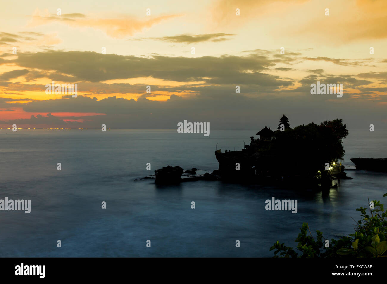 View of Tanah Lot Temple during sunset in Bali Indonesia Stock Photo ...