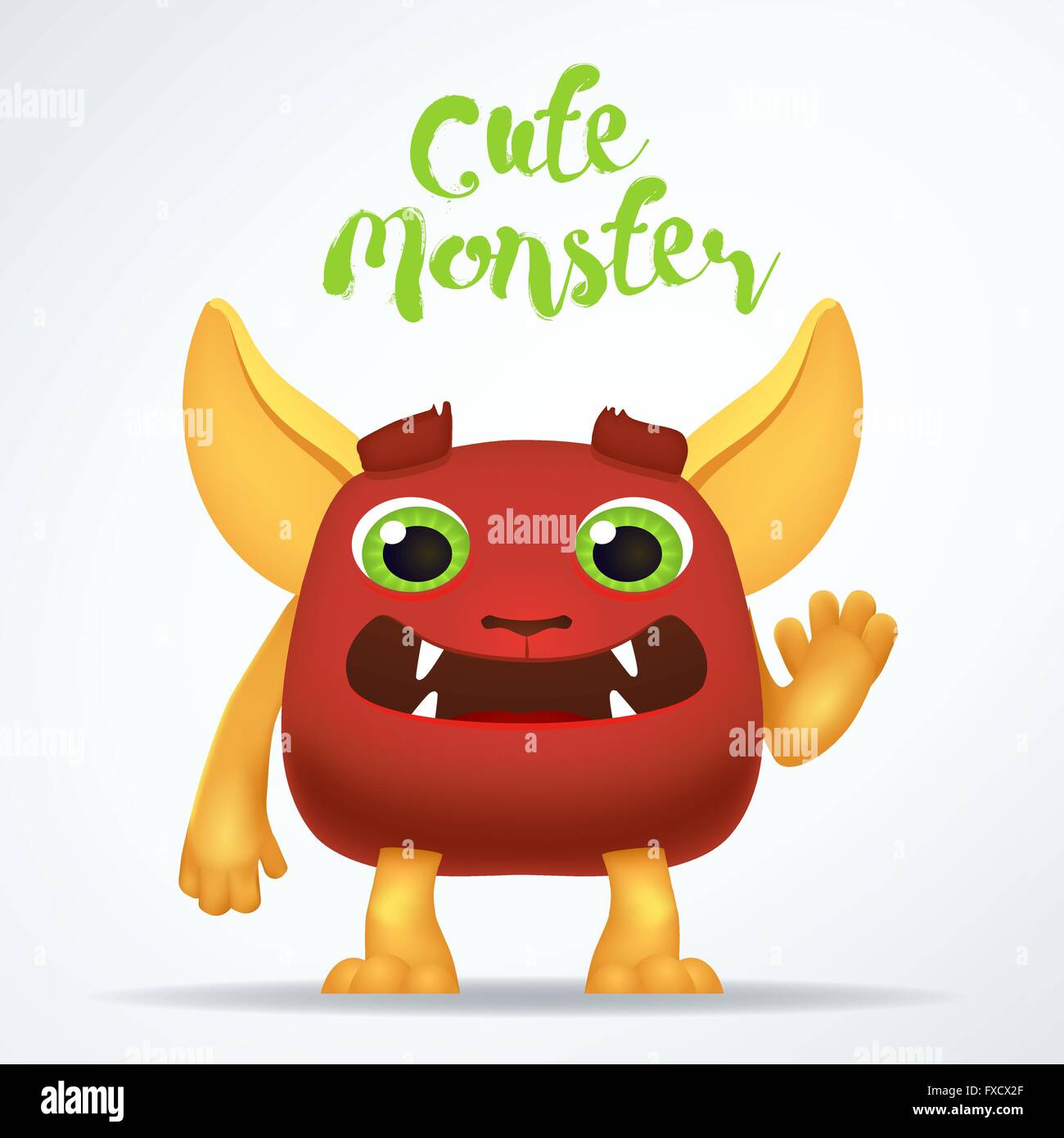 Comic Cartoon red creature character with cute monster lettering. Fun ...