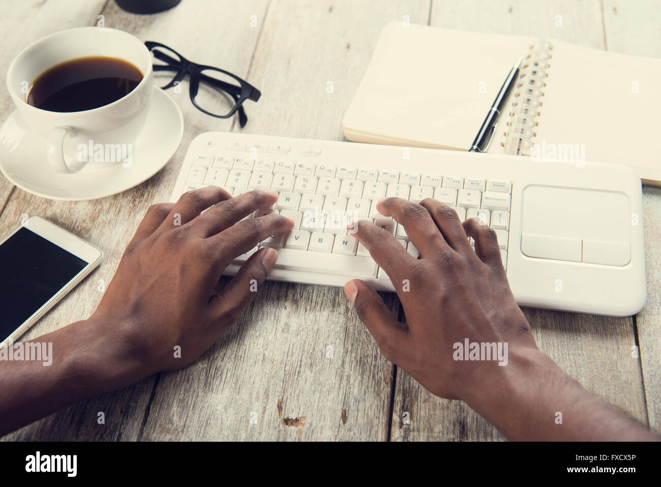 man working on top view Stock Photo - Alamy