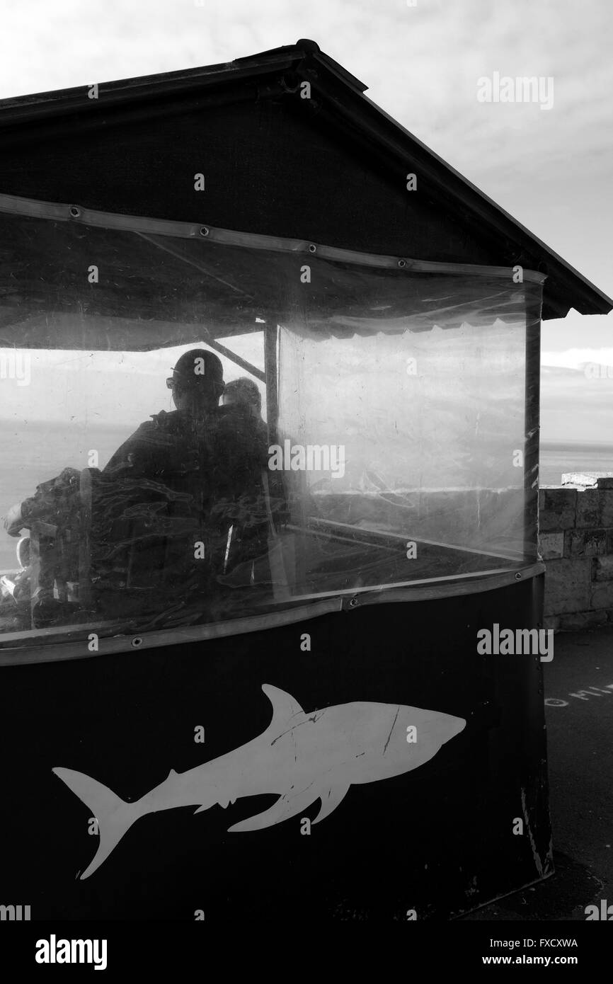 Shark spotters looking down on Muizenberg beach in Cape Town , South ...