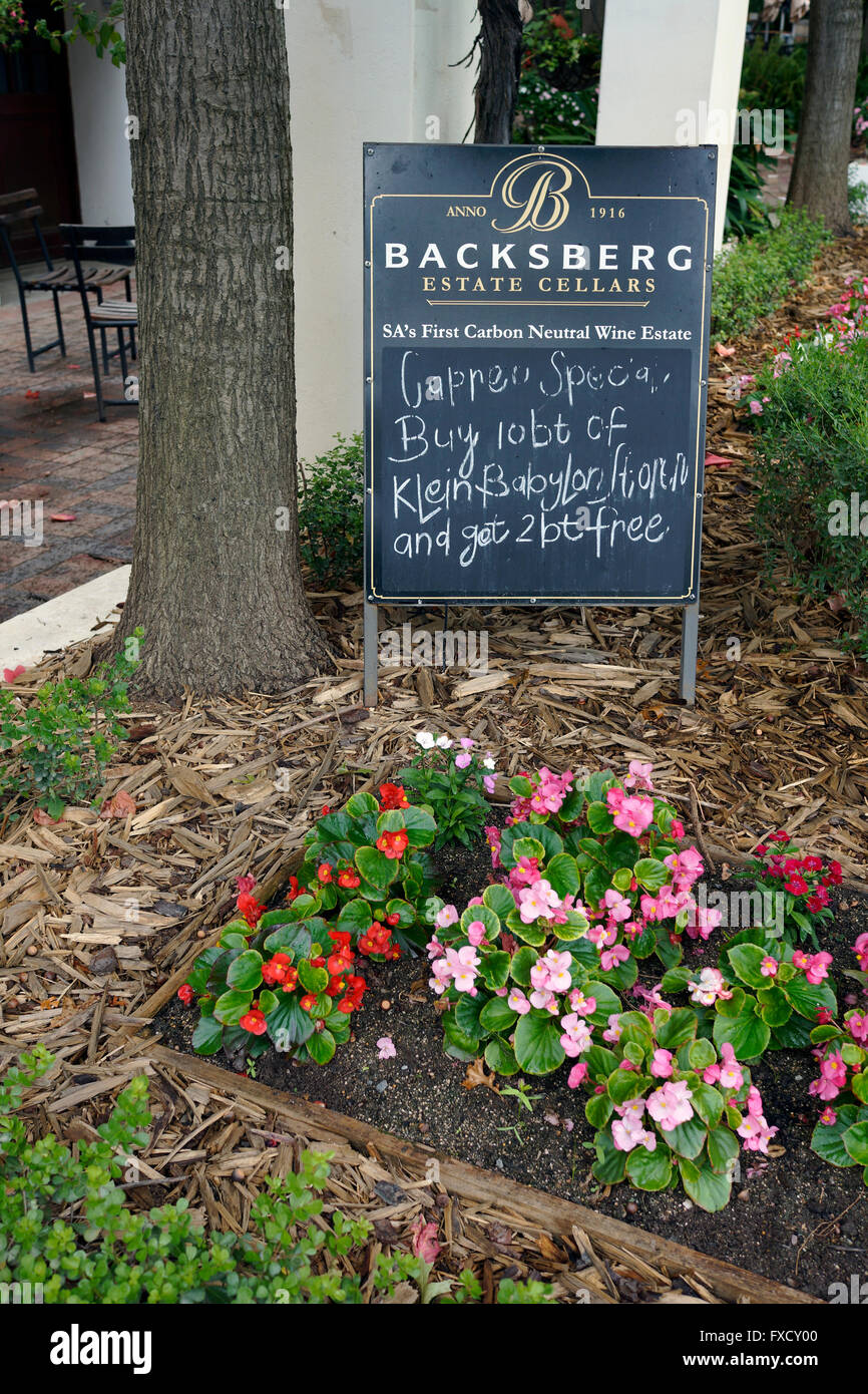 Entrance to the Tasting Room at Backsberg Estate Cellars in Franschhoek ...