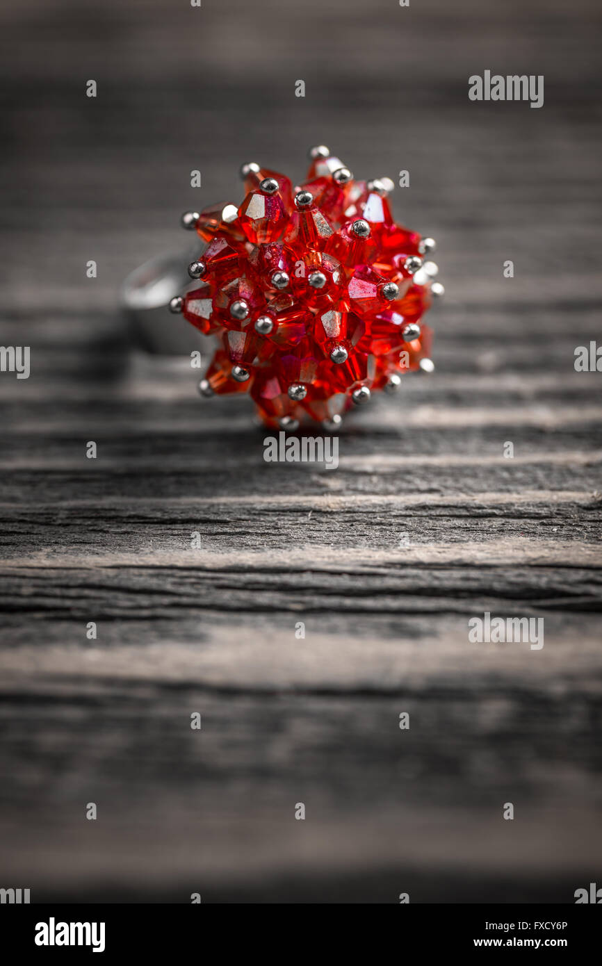 Ring with small red gemstones Stock Photo - Alamy