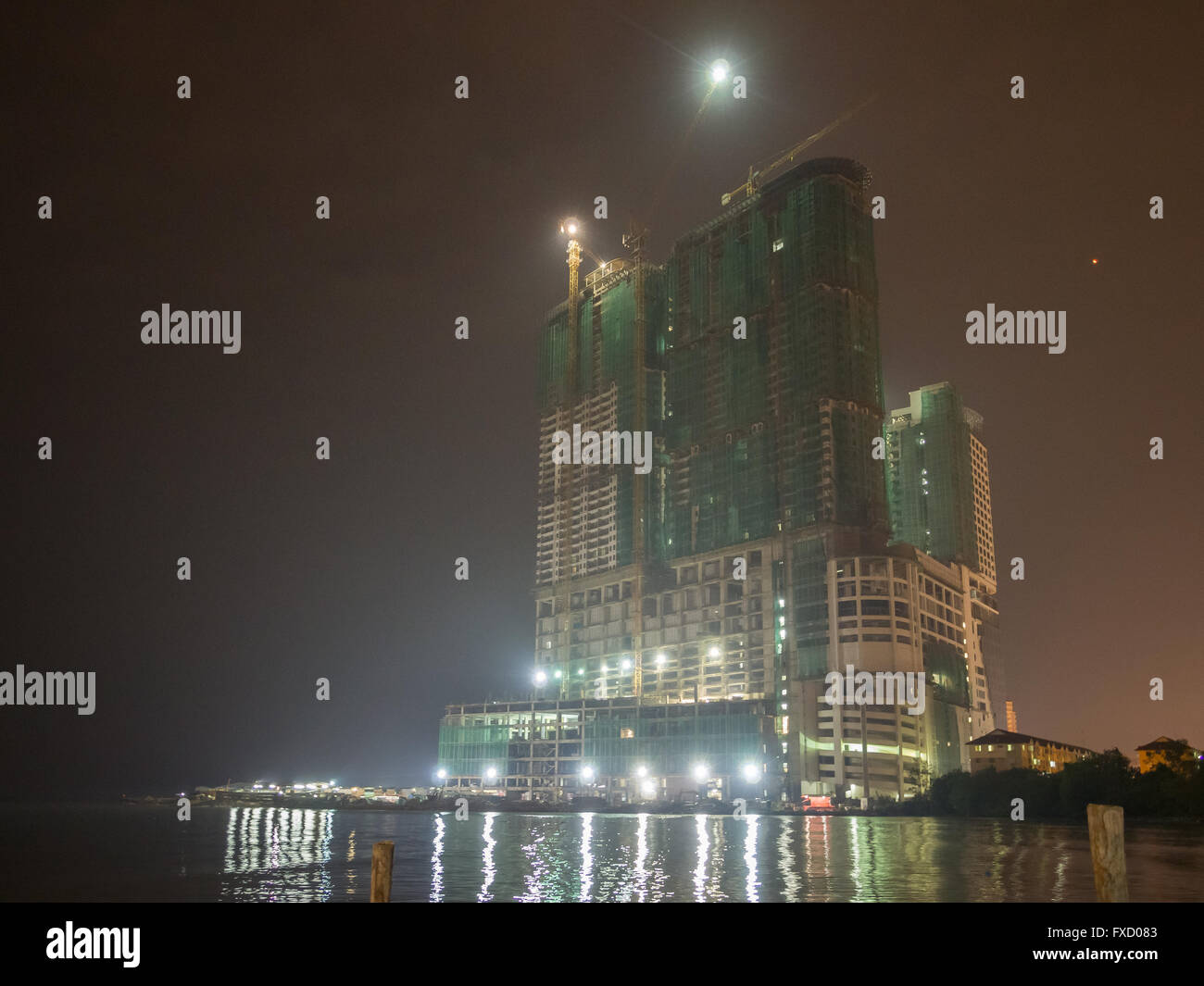 Construction at night Stock Photo - Alamy