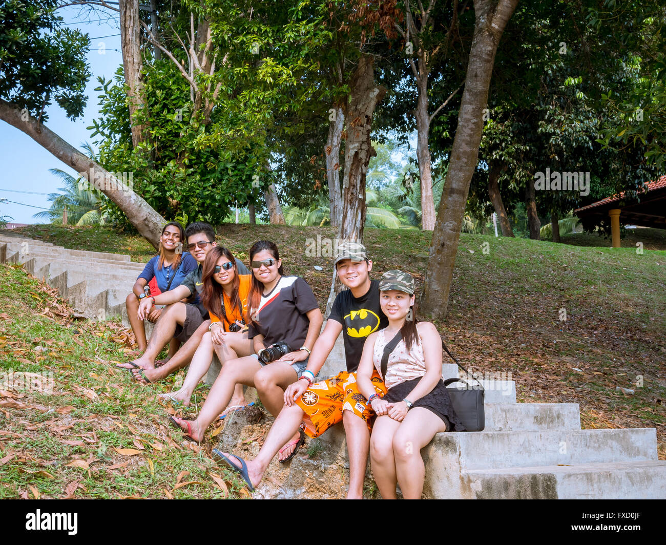Friends up stairs Stock Photo - Alamy
