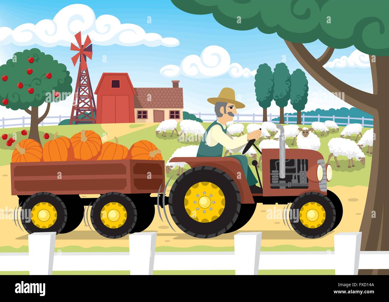 Old farmer cartoon illustration hi-res stock photography and images - Alamy