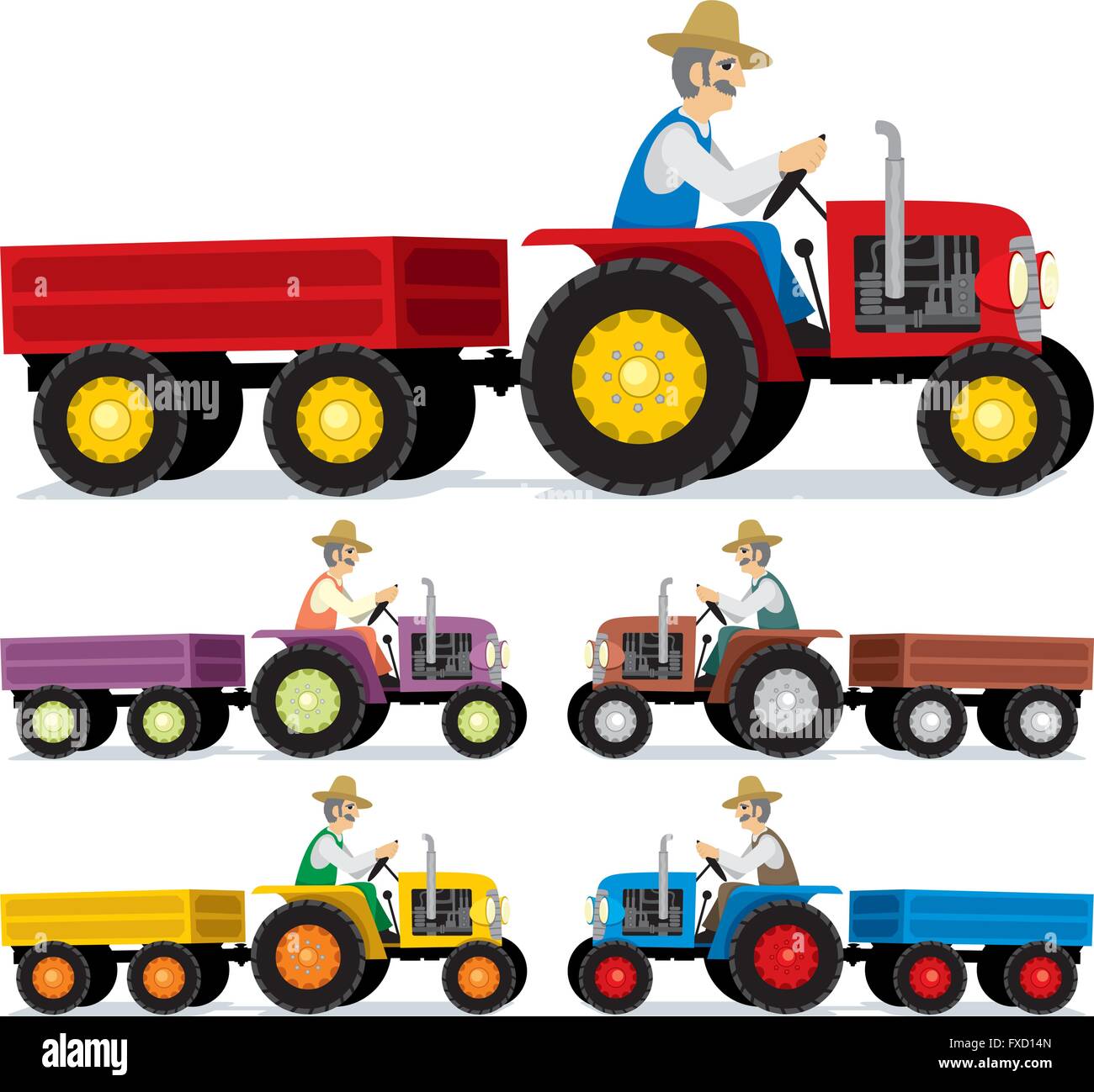 Farmer driving tractor vector cartoon hi-res stock photography and ...