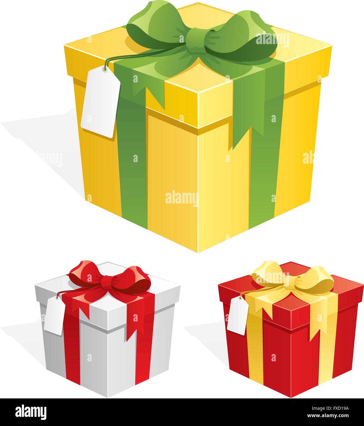 Green gift box on red Stock Vector Images - Alamy